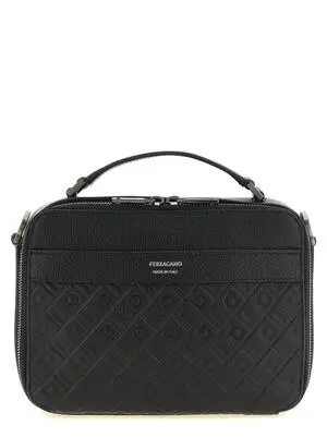 FERRAGAMO Monogram Crossbody Bag - Black