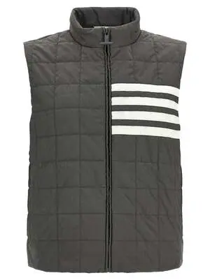 Thom Browne 4bar' Ripstop Shiny Vest - Gray