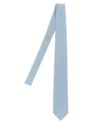 FERRAGAMO Intreccio Silk Neck Tie - Blue