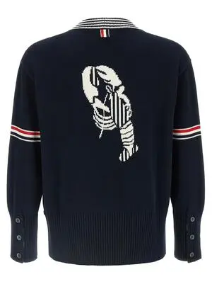 Thom Browne Navy Cotton Lobster Inlay Cardigan