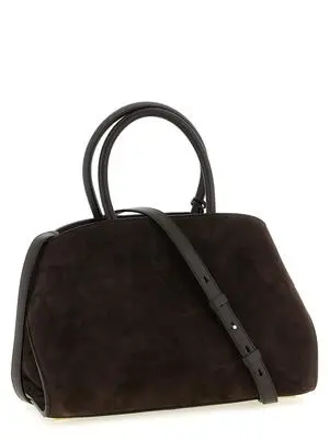 FERRAGAMO Suede Handbag With Gancini Buckle - Brown