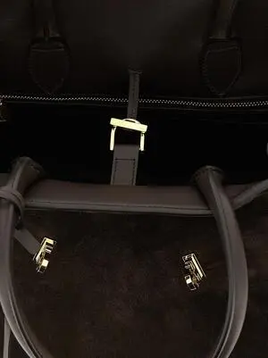 FERRAGAMO Suede Handbag With Gancini Buckle - Brown