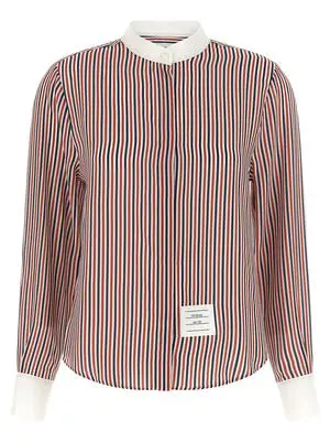 Thom Browne Striped Silk Crepe De Chine Shirt With Removable Lavallière Collar - Multicolor