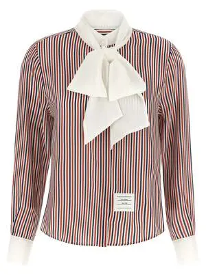 Thom Browne Striped Silk Crepe De Chine Shirt With Removable Lavallière Collar - Multicolor