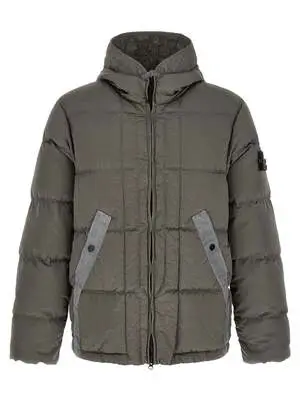 Stone Island Crumpled Effect Down Jacket - Gray