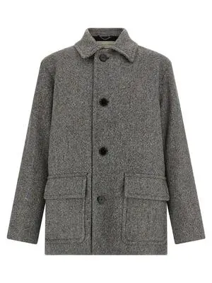 Dries Van Noten Randale" Wool Coat With Multicolor Accents - Gray