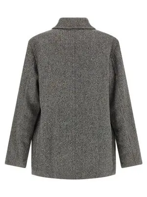 Dries Van Noten Randale" Wool Coat With Multicolor Accents - Gray