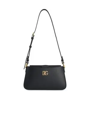 Dolce & Gabbana Calfskin Leather Phone Bag With Dg Logo - Black