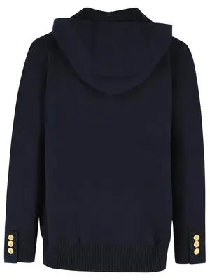 Sacai Double-breasted Blazer In Navy Cotton Blend