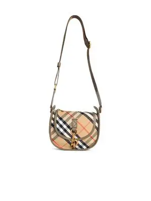 Burberry B Clip' Mini Messenger Bag In Beige Sand Cotton Blend - Cream