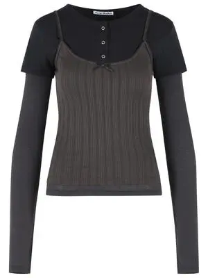 Acne Studios Lyocell T-shirt With Layered Effect - Black