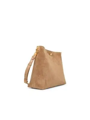 Dolce & Gabbana Large Vittoria Shoulder Bag In Suede - Cream