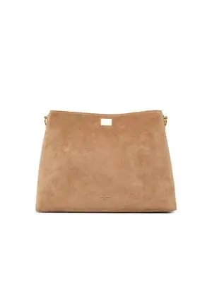 Dolce & Gabbana Large Vittoria Shoulder Bag In Suede - Cream