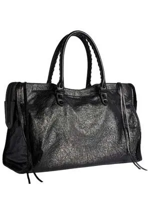 Balenciaga Le City Bag Large In Arena Lambskin - Black