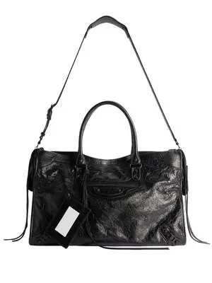 Balenciaga Le City Bag Large In Arena Lambskin - Black