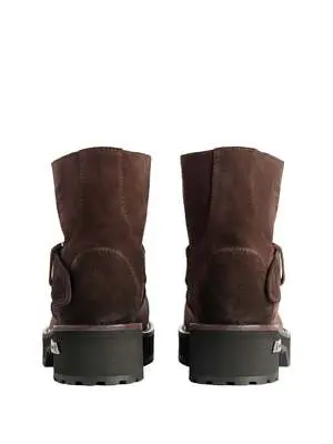 Balenciaga Waxed Suede Mini Booties - Brown