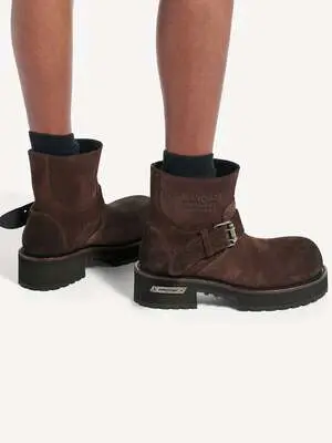 Balenciaga Waxed Suede Mini Booties - Brown