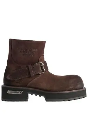 Balenciaga Waxed Suede Mini Booties - Brown