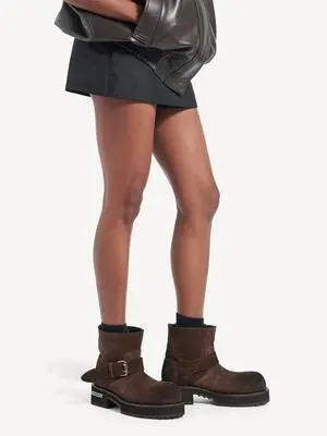 Balenciaga Waxed Suede Mini Booties - Brown