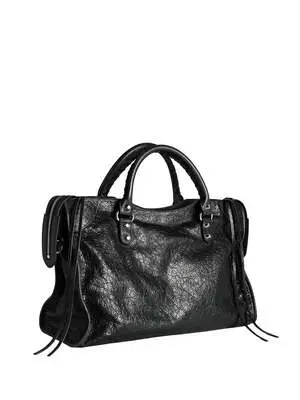 Balenciaga Le City Bag Medium In Arena Lambskin - Black
