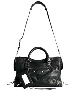 Balenciaga Le City Bag Medium In Arena Lambskin - Black
