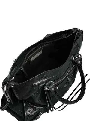 Balenciaga Le City Bag Medium In Arena Lambskin - Black