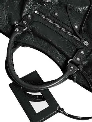 Balenciaga Le City Bag Medium In Arena Lambskin - Black