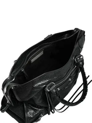 Balenciaga Le City Bag Medium In Arena Lambskin - Black