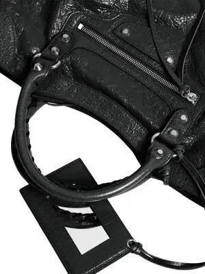 Balenciaga Le City Bag Medium In Arena Lambskin - Black