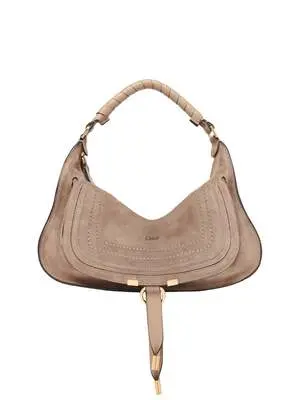 Chloé Small Marcie Shoulder Bag In Suede Leather - Brown