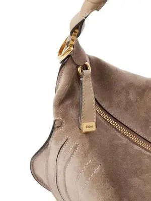 Chloé Small Marcie Shoulder Bag In Suede Leather - Brown