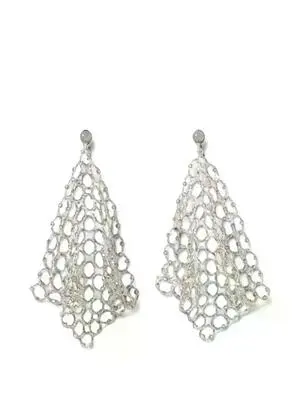 Emporio Armani Beaded Mesh Earrings - Silver