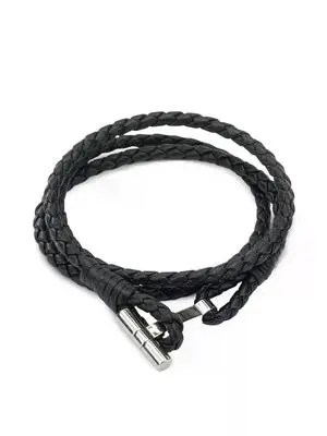 TOM FORD TOM FORD Braided Leather Necklace Black
