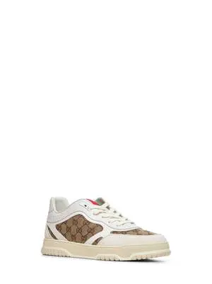 Gucci Beige And Ebony Original Gg Canvas And Leather Trimmed Lace-up Sneakers - Multicolor