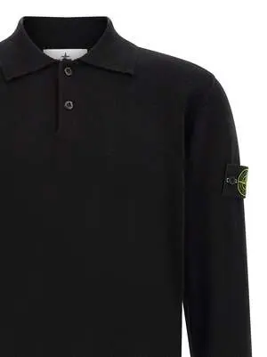 Stone Island Badge Polo Shirt - Black