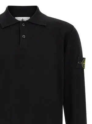 Stone Island Badge Polo Shirt - Black