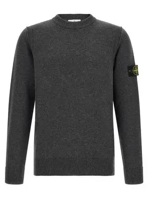 Stone Island Crew Neck Wool Blend Sweater - Gray
