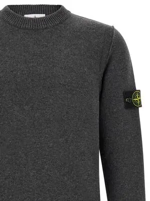 Stone Island Crew Neck Wool Blend Sweater - Gray