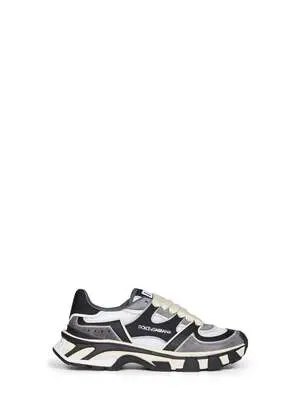 Dolce & Gabbana Black And White Nappa Calfskin Leather And Mesh Dg Country Road Sneakers - Multicolor