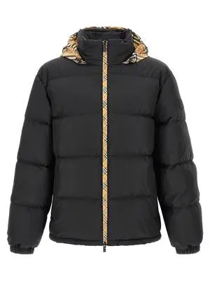 Burberry Snowdon Down Jacket With Check Detail