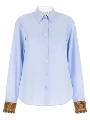 Dries Van Noten Chloris" Embroidered Cuff Shirt - Blue