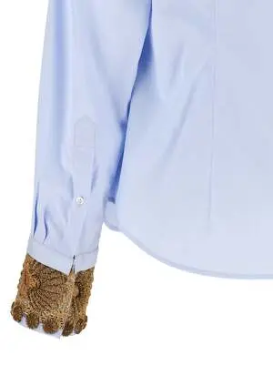 Dries Van Noten Chloris" Embroidered Cuff Shirt - Blue