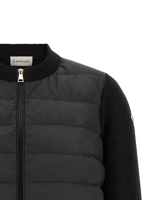 Moncler Padded Cardigan With Technical Fabric Front
