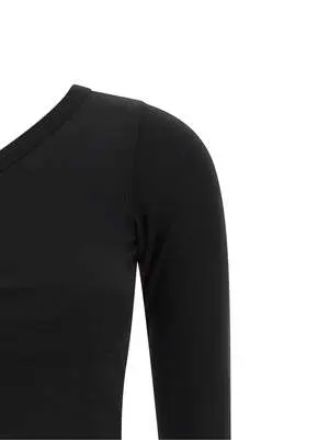 Rick Owens Ziggy One-shoulder Cropped Top With Ribbon Detail - Black