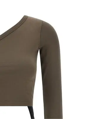 Rick Owens Ziggy One-shoulder Cropped Long Sleeve Top - Gray