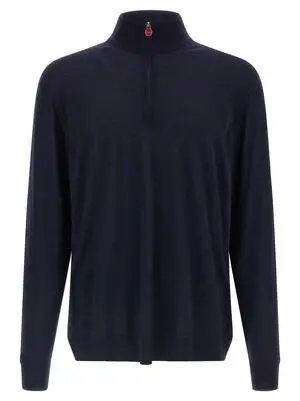 Kiton Half-zip Fine Knit Wool Sweater - Blue
