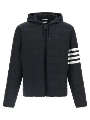 Thom Browne 4bar Ripstop Shiny Quilted Hooded Jacket - Blue