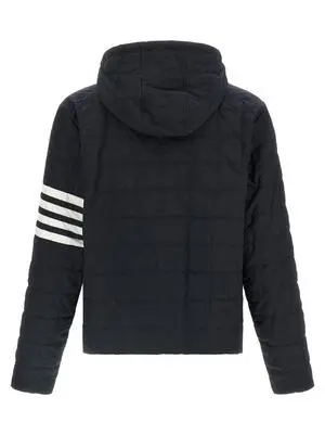 Thom Browne 4bar Ripstop Shiny Quilted Hooded Jacket - Blue