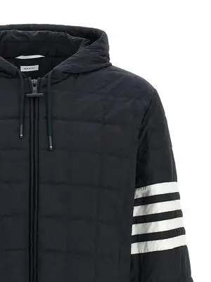 Thom Browne 4bar Ripstop Shiny Quilted Hooded Jacket - Blue