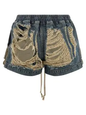 Rick Owens Fog Boxers" Distressed Denim Shorts - Blue